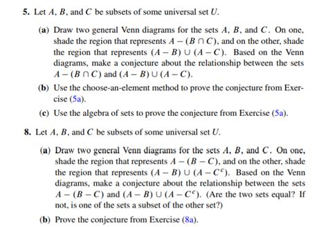 Solved Let A B And C Be Subsets Of Some Universal Set Chegg Com