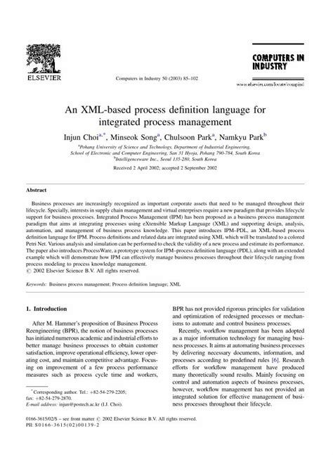 Pdf An Xml Based Process Definition Language For Integrated Process Management Dokumentips