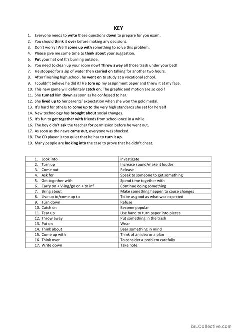 Phrasal Verbs Match English Esl Worksheets Pdf And Doc