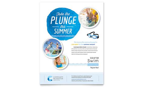Community Swimming Pool Business Card And Letterhead Template Design