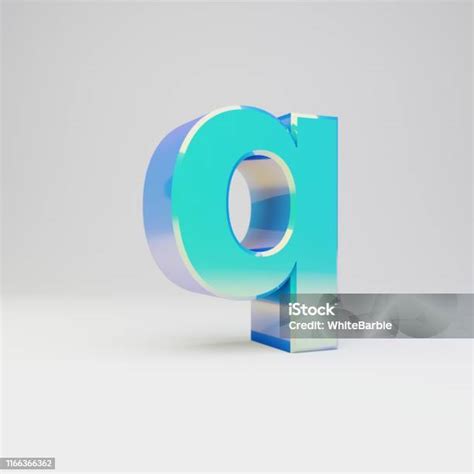 하늘 색 3d 문자 Q 소문자입니다 흰색 배경에 광택 반사와 그림자가 분리된 금속 글꼴입니다 0명에 대한 스톡 사진 및 기타