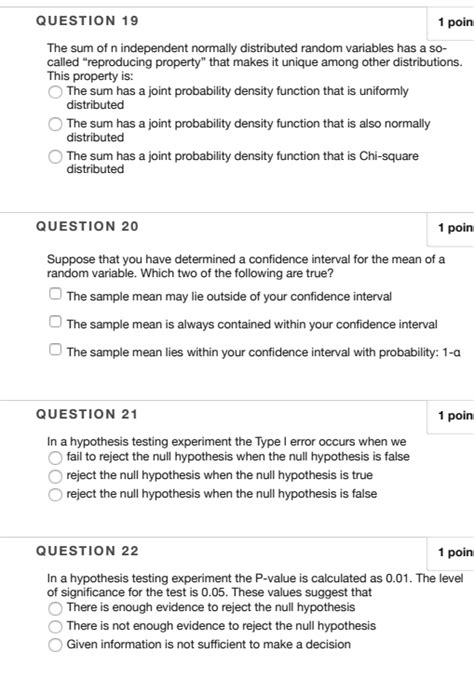 solved question 19 1 poin the sum of n independent normally