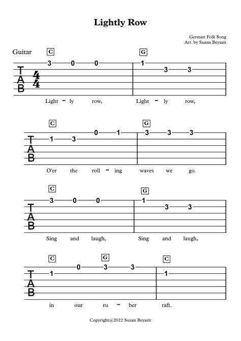 Lightly Row Arr Suzan Beyazit By German Folk Song Sheet Music For
