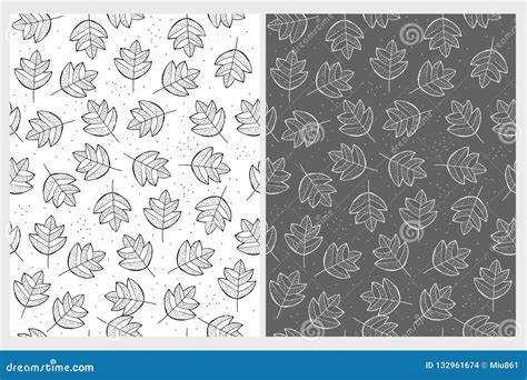 Lovely Abstract Leaves Repeatable Vector Pattern Black White And Gray