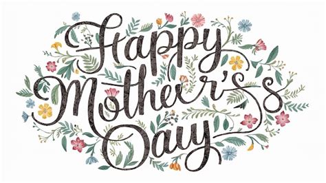 Premium Photo Happy Mothers Day Text Written With Flowers Isolated On