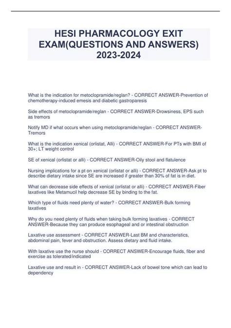 HESI PHARMACOLOGY EXIT EXAM QUESTIONS AND ANSWERS HESI PHARMS Stuvia US