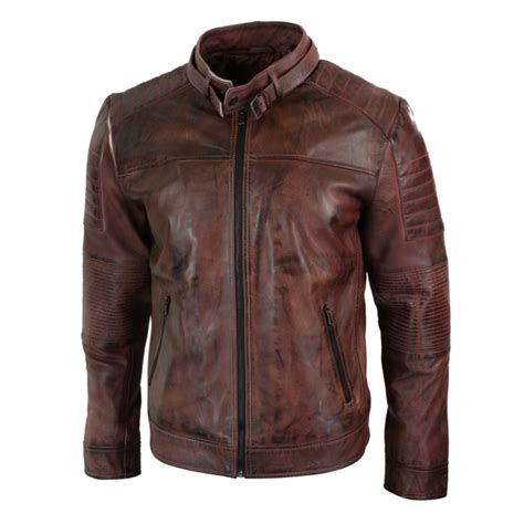 Real Leather Genuine Black Biker Mens Jacket Retro Vintage Tailored Fit
