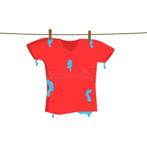 Wet Clothes Illustration T Shirt Are Hanging And Drying Stock Vector