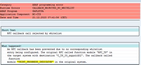 RFC Callback Call Rejected By Whitelist SAP Basis World