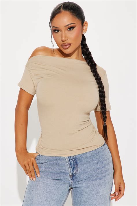 Dont Mind Me One Shoulder Top Taupe Fashion Nova