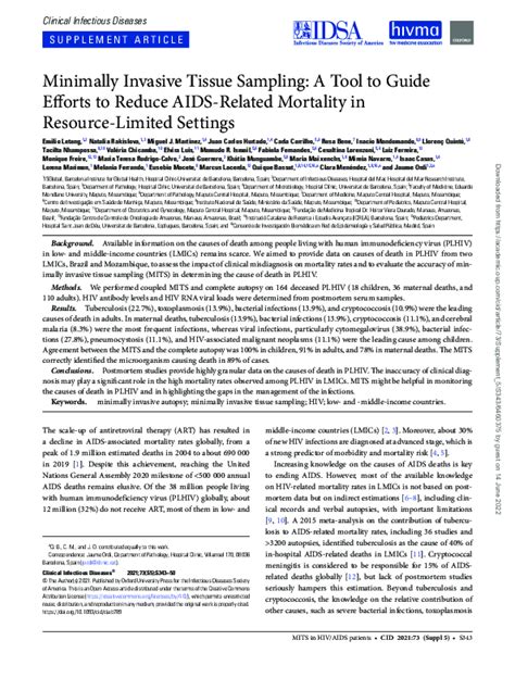 Pdf Minimally Invasive Tissue Sampling A Tool To Guide Efforts To