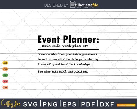 Funny Event Planner Definition Graduation Svg Png Cricut File