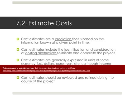 Pmp Cost Management Project Management Professional Exam Ppt Slide Deck