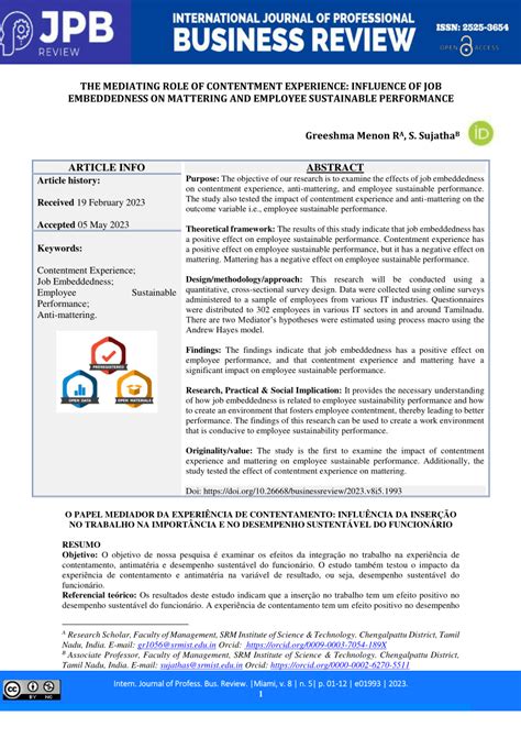 Pdf The Mediating Role Of Contentment Experience Influence Of Job