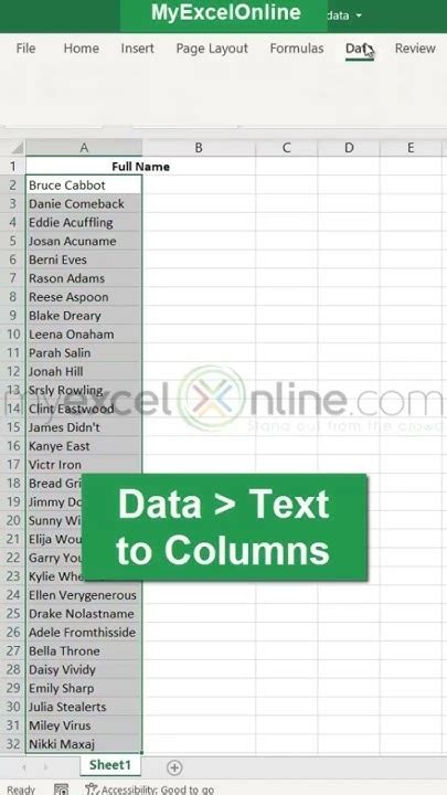 Text To Columns In Excel Excel Msexcel Myexcelonline Shorts Youtube