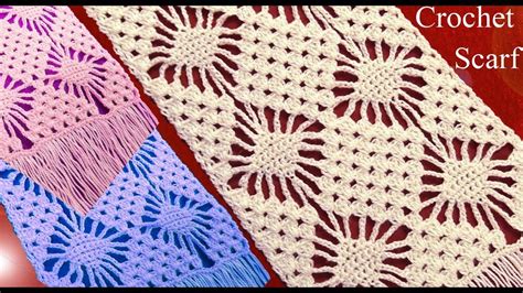 Bufanda O Chalina En Punto Rombos Filigranas Tejido A Crochet