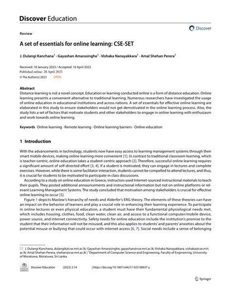 pdf a set of essentials for online learning cse set