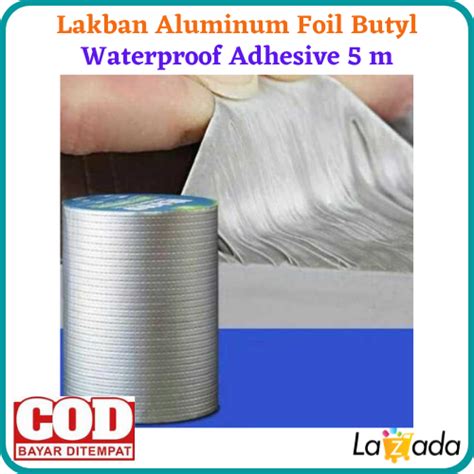 Lakban Aluminum Foil Butyl Waterproof Adhesive 5 M Tape Lakban Perekat Tahan Air Super Tebal