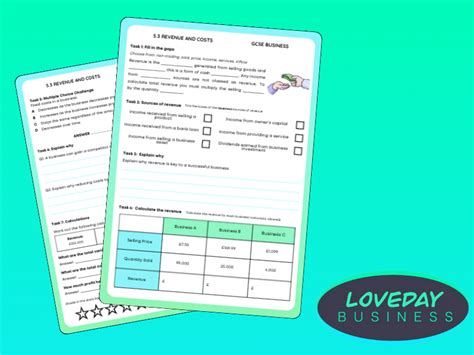 GCSE Business Revenue Costs Worksheet Teaching Resources
