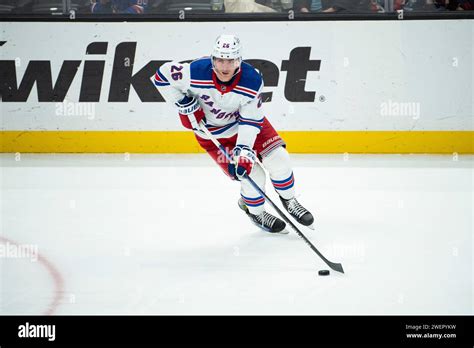 New York Rangers Left Wing Jimmy Vesey 26 Controls The Puck During