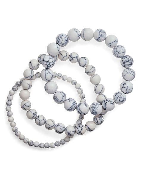 White Howlite Stretch Bracelet Set Of 3 Sterling Forever
