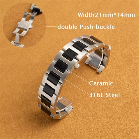 21mm X 14mm Kordonlu Saat Kavisli Ucu Paslanmaz Elik Sarma Seramik