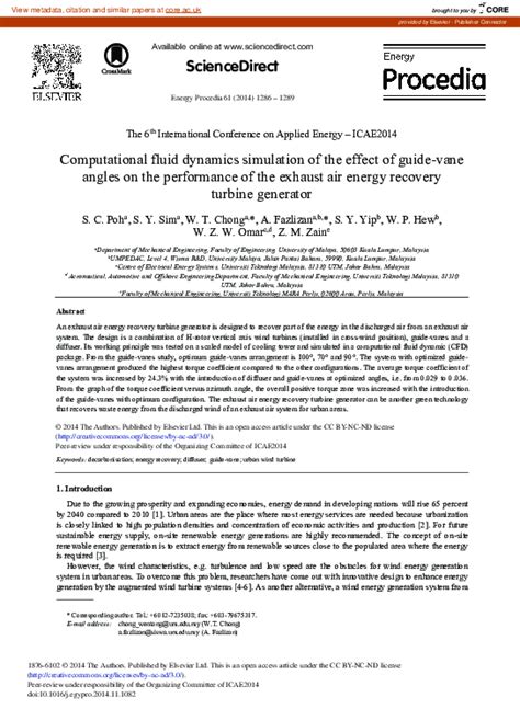 Pdf Computational Fluid Dynamics Simulation Of The Effect Of Guide
