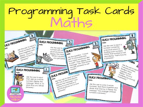 Programming Maths Task Cards Teaching Resources