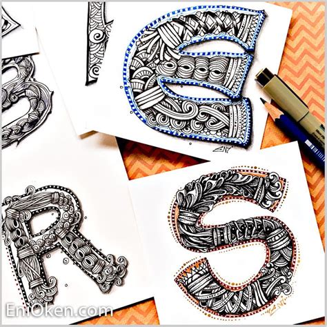 Learn To Tangle Initials And Letters • Zentangle Drawings