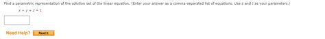 Solved Find A Parametric Representation Of The Solution Set Chegg