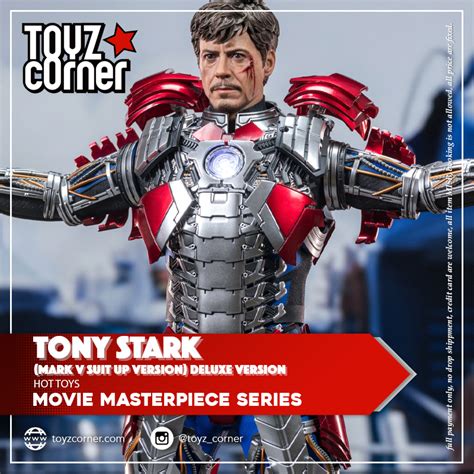 Tony Stark Mark V Suit Up Deluxe Marvel 16 Figure By Hot