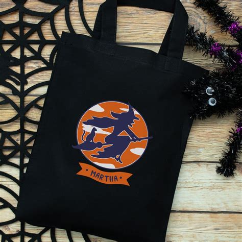 Personalised Witch And Cat Trick Or Treat Bag Stickerscape Uk