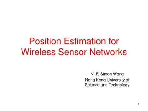 Ppt Position Estimation For Wireless Sensor Networks Powerpoint