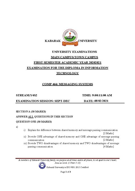 Comp 466 Messaging Systems Kabarak University 3 As Members Of
