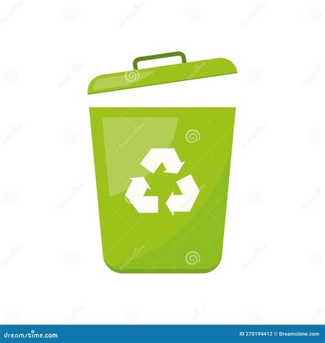 Open Green Recycle Garbage Bin Icon Stock Vector Illustration Of