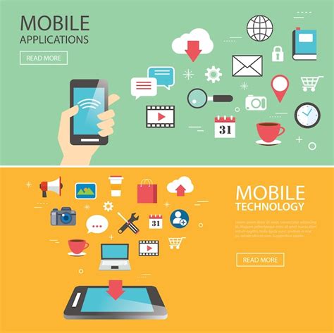 Premium Vector Mobile Application Technology Banner Template Flat Design