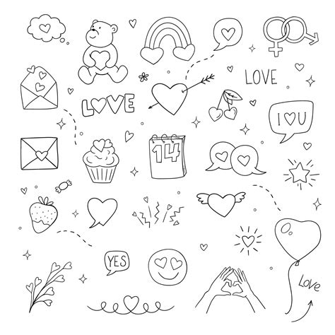 Premium Vector Love Romantic Doodle Line Art Illustration