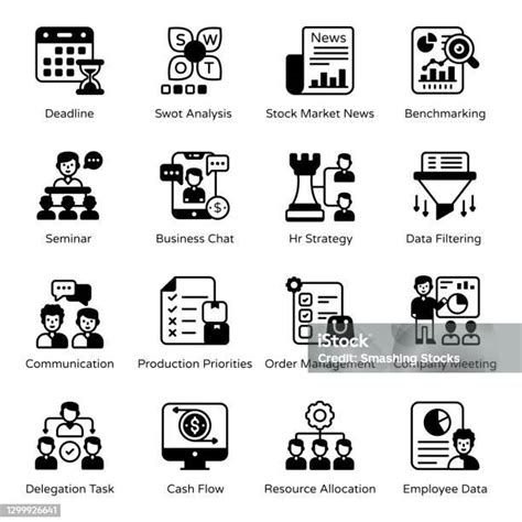 業務管理字形圖示包向量圖形及更多力量圖片 力量 員工 固體 Istock