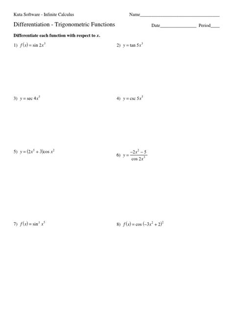 Differentiate Trigonometric Functions Pdf Trigonometric Functions Sine