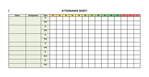 Attendance Plan Template