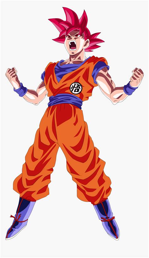 Goku Super Saiyan God Red Drawing Super Saiyan God Goku Power Up Hd Png Download