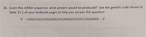 Solved Given This MRNA Sequence What Protein Would Be Chegg