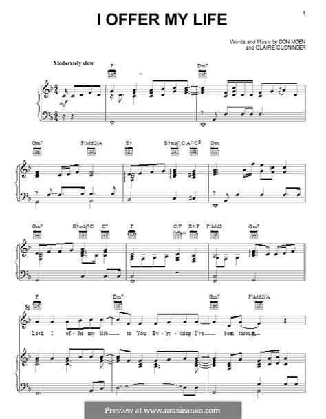 I Offer My Life By C Cloninger D Moen Sheet Music On Musicaneo