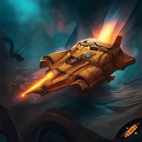 Rpg Spaceship Card In Brown And Orange Colors On Craiyon