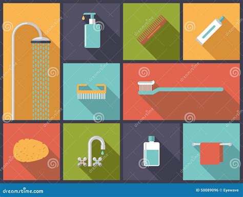 Personal Hygiene Flat Design Icons Vector Illustration Stock Vector