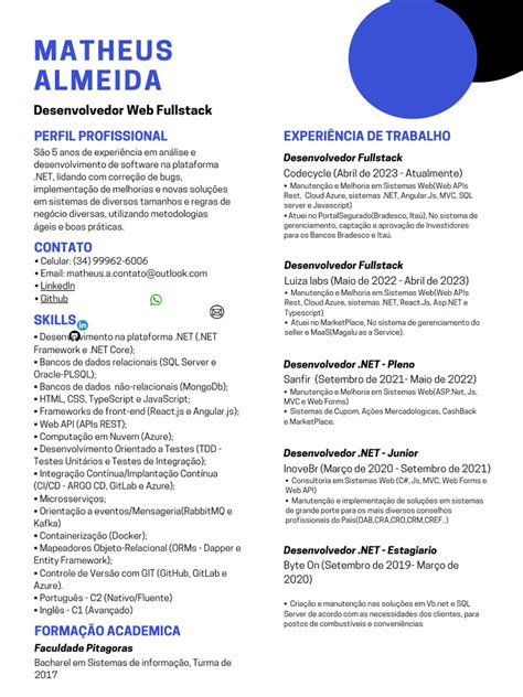 Curriculo Matheus Almeida 032024 PortuguÊs Pdf Model View