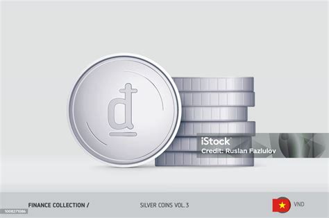 실버 동전입니다 현실적인 베트남 동 동전 쌓아 동전의 근처에 서 웹사이트 웹 디자인 모바일 애플 리 케이 션 인포 그래픽에 대