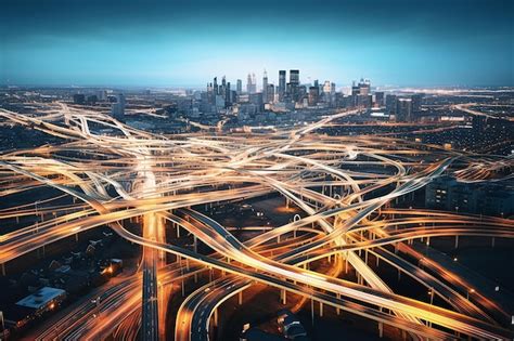 Premium Ai Image Intersecting Highways Complex Road Network Junction