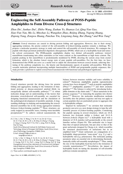 Pdf Engineering The Self‐assembly Pathways Of Poss‐peptide