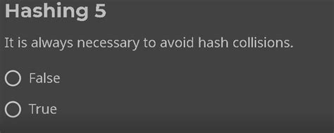 Solved Hashing 5 It Is Always Necessary To Avoid Hash